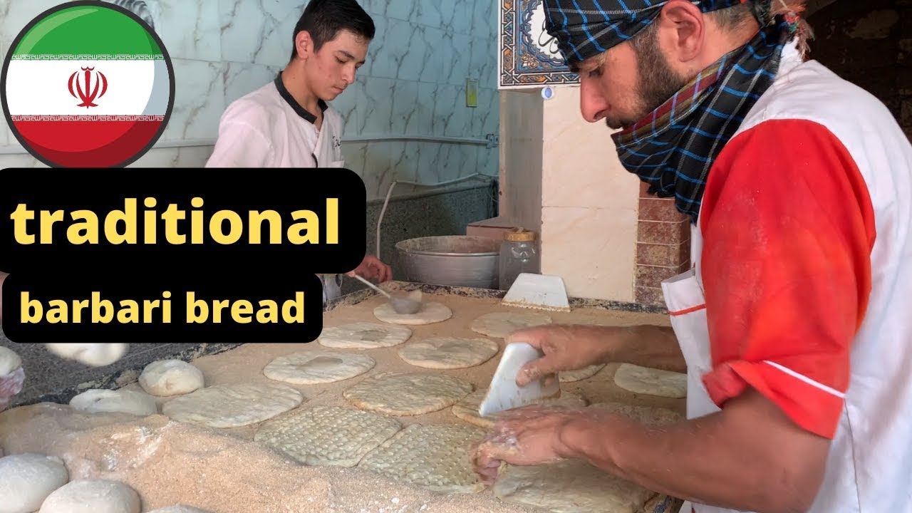 traditional barbari bread| noon barbari| circle flatbread| bakery asmr ...