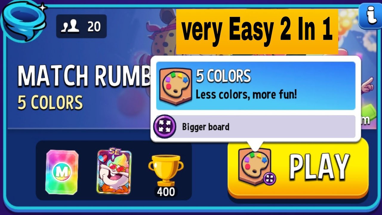 5 Colors Super Sized Rumble Match | Match Masters | Match Masters ...