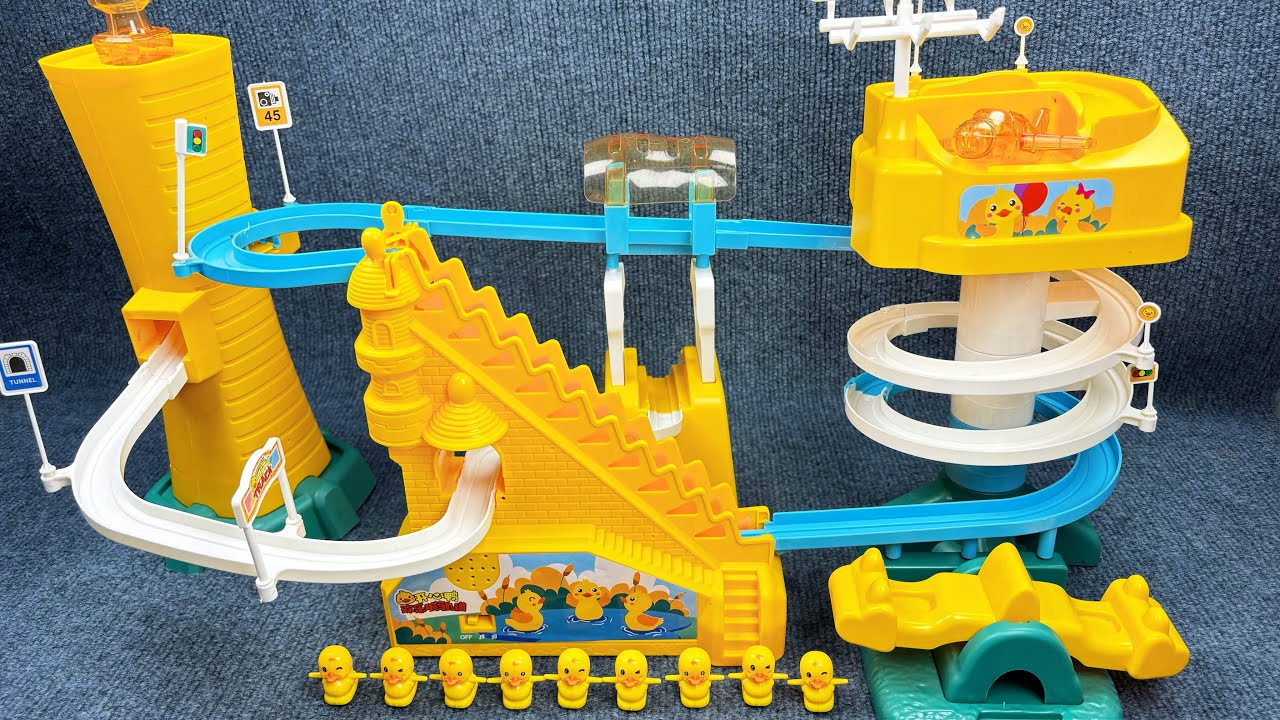 7-minute satisfying and cute refueling duck roller coaster unboxing toy ...