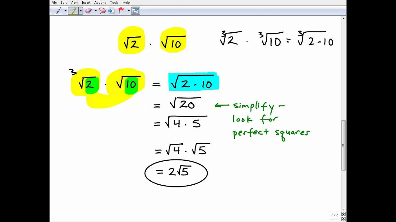 Homeschoolers Try This Problem Solve Operations With Radicals/Square ...
