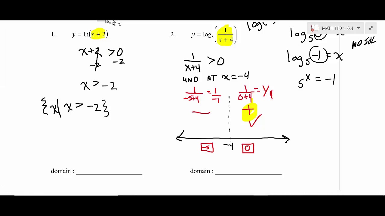 MATH 1110 Section 6.4 Part 2 Logarithmic Functions - YouTube