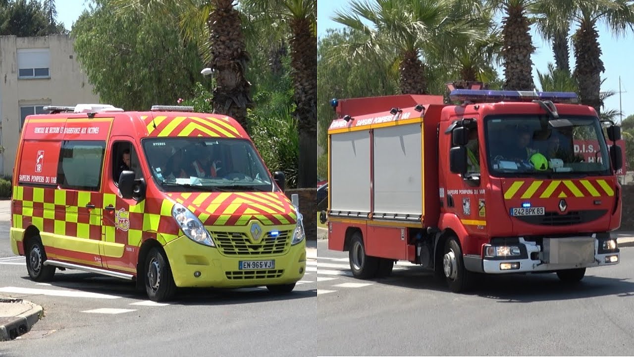 [SDIS 83] Sapeurs-Pompiers Hyères VSAV + VSR en urgence // Hyères Fire ...