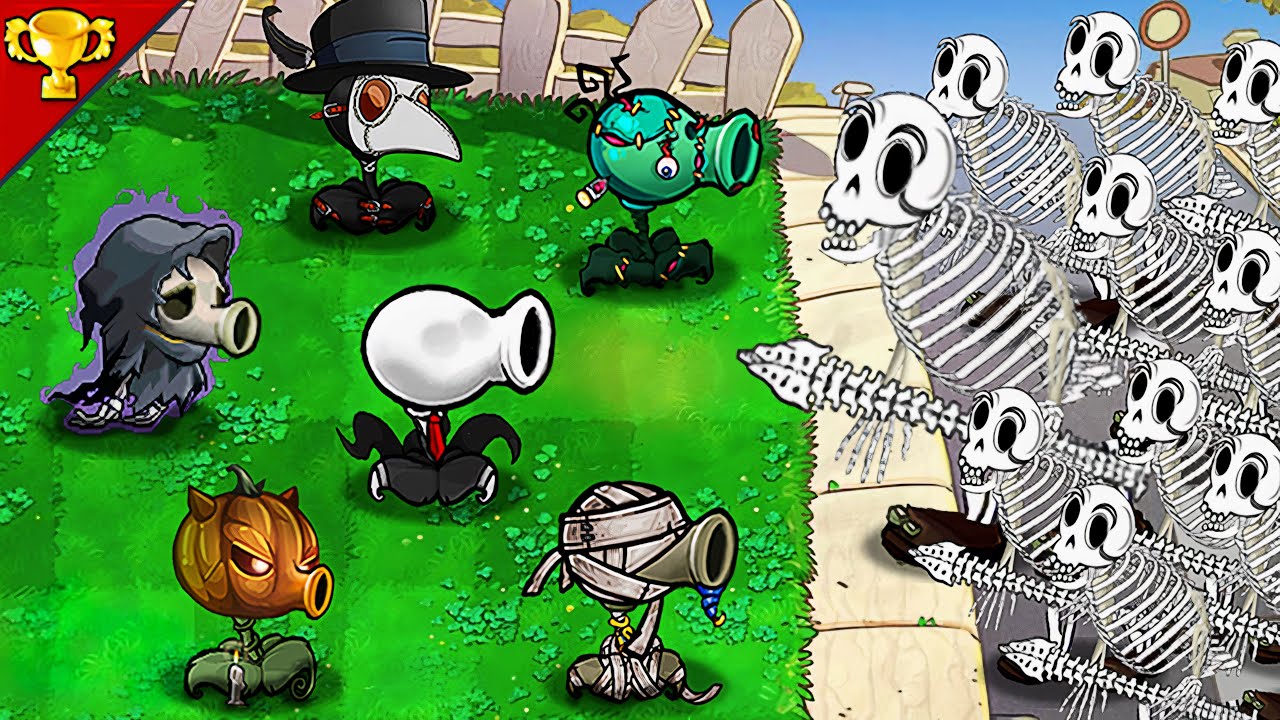 Plants vs Zombies : Halloween Peashooter Team vs Skeleton Gargantuar ...