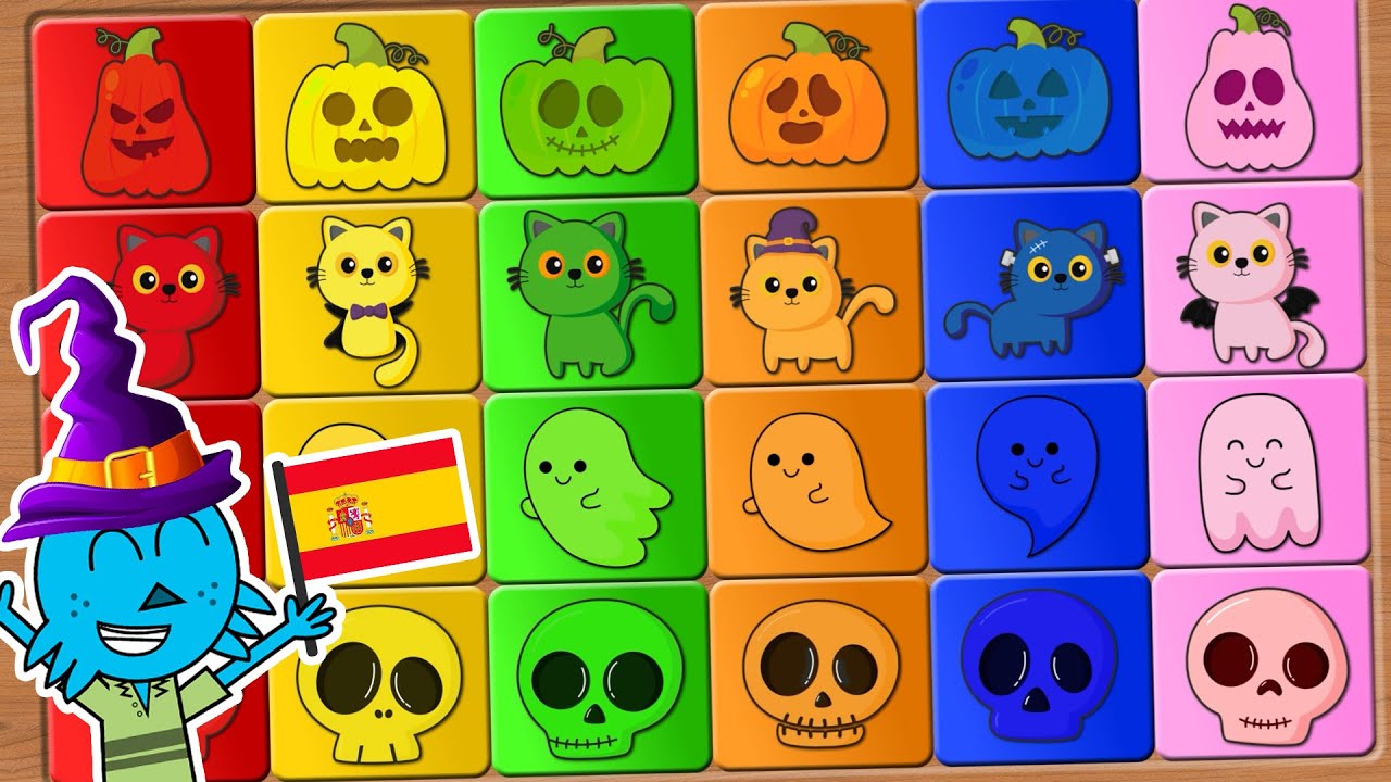 Aprende los colores 🌈 | ¡Rompecabezas animado de Halloween! 🎃👻 | Colori ...