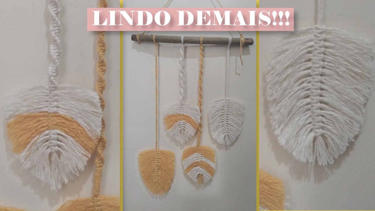 Painel de folhas de macramê! (muito simples e fofo!) #macrame # ...