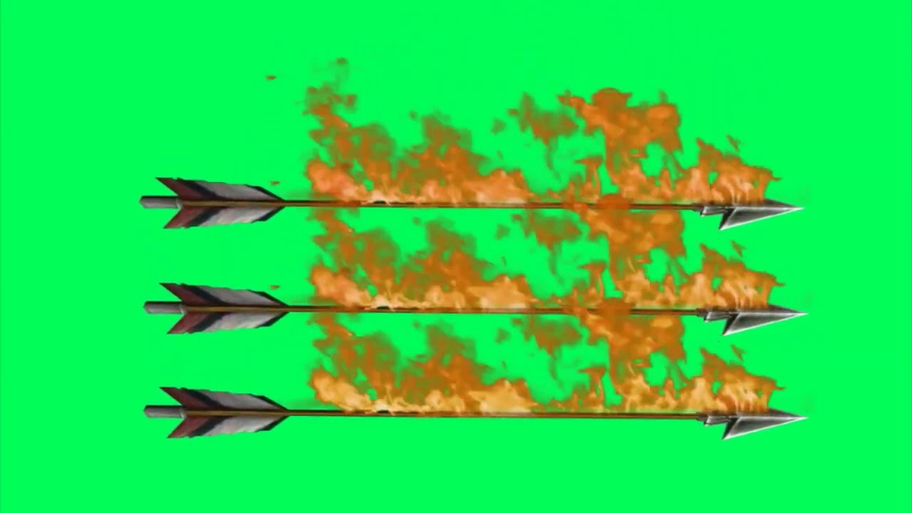 Arrow with fire in green screen - YouTube