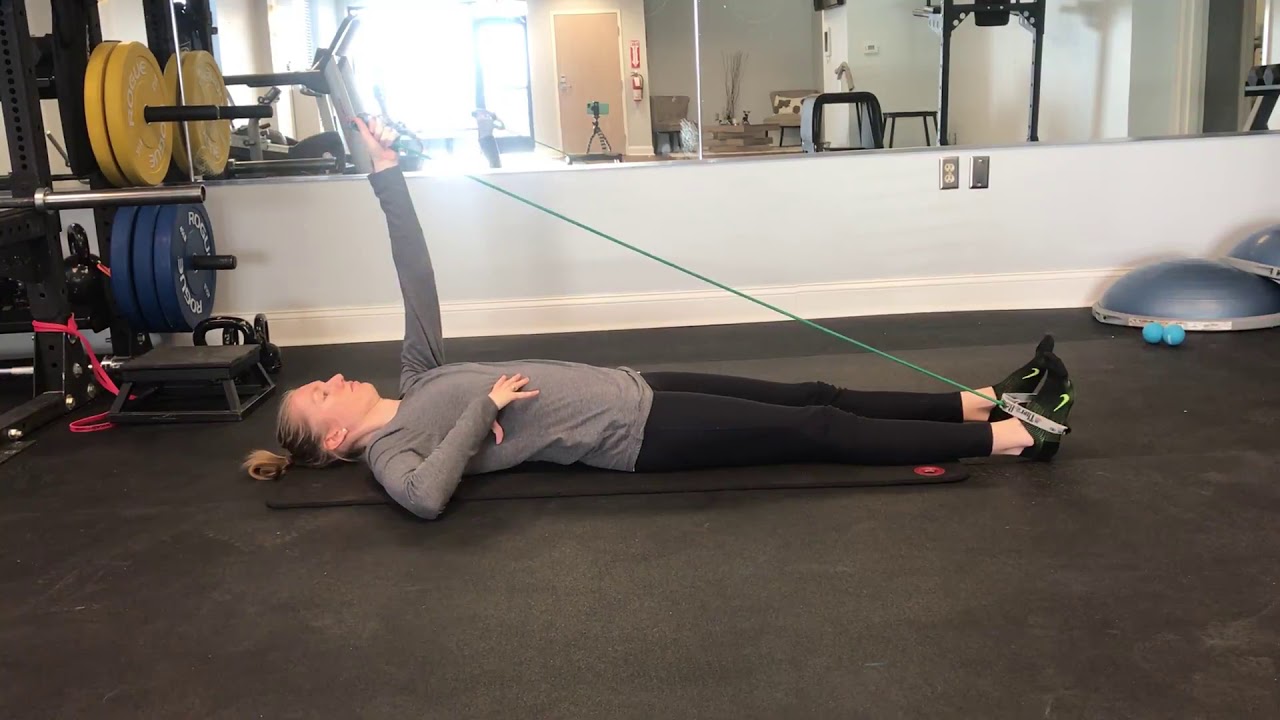 Supine Band Pullovers - YouTube