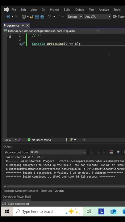 C# Tutorial: Comparison Operator Less Than Or Equal To #shorts #programming #csharp - YouTube