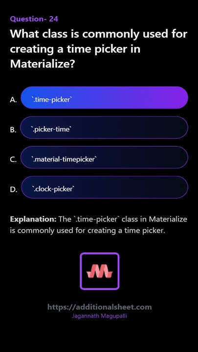 What class is commonly used for creating a time picker in Materialize #materialize - YouTube