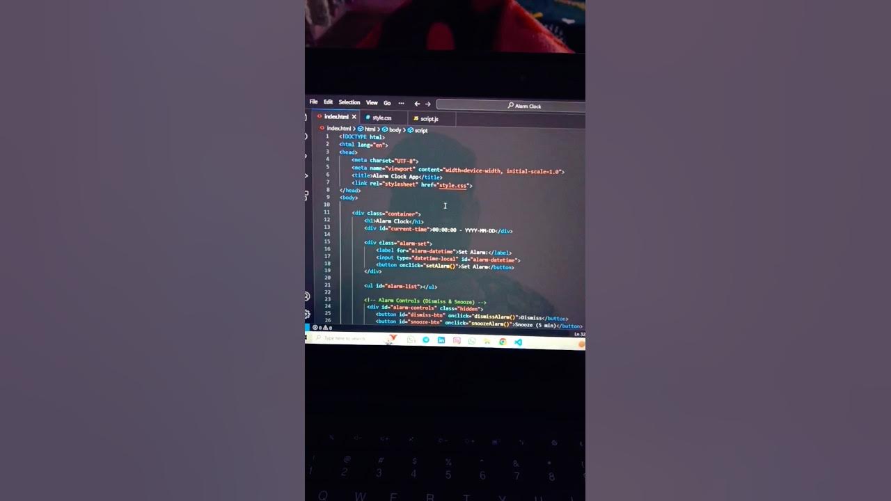 Alarm ⏰ Clock App using #css #html #javascript #codinglife #viralvideo ...