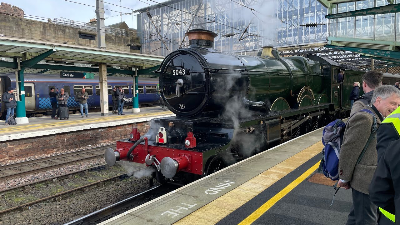 GWR 5043 ‘Earl of Mount Edgcumbe’ arrives at Carlisle with The Shap ...