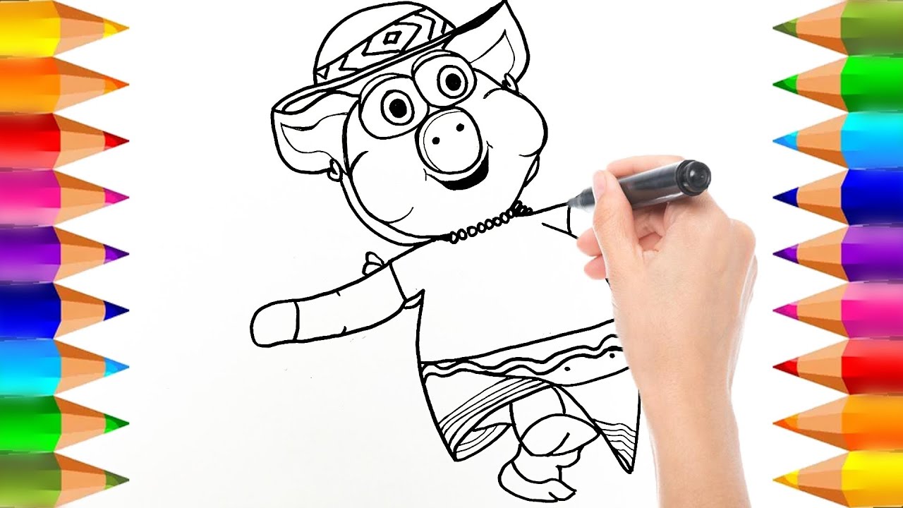 Cómo dibujar a La Chancha de la Granja de Zenón bailando | Dibujos para ...