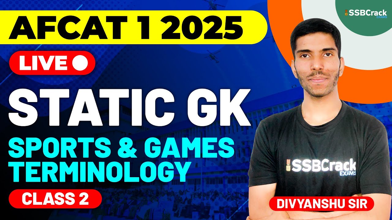 AFCAT 1 2025 Exam Static GK Live - Sports & Games Terminology - Class 2 ...