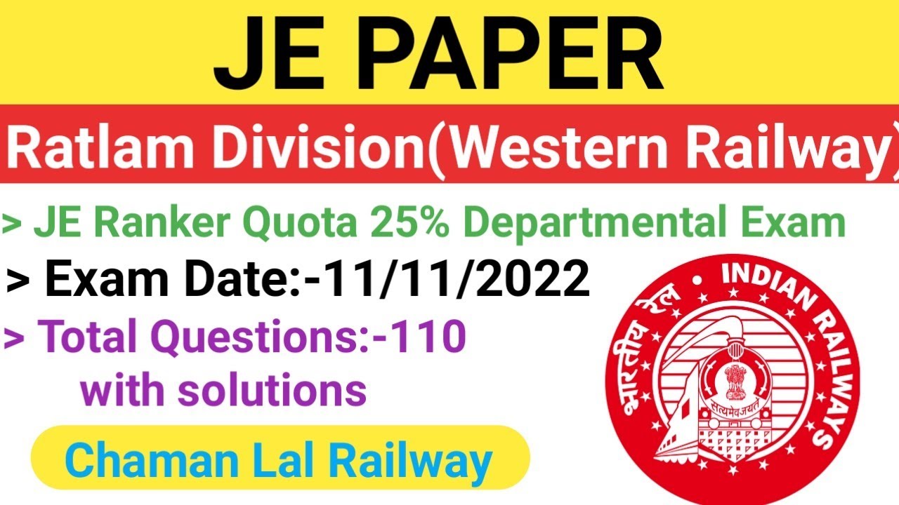 Ratlam Division(Western Railway) 11/11/2022 JE paper solutions ...