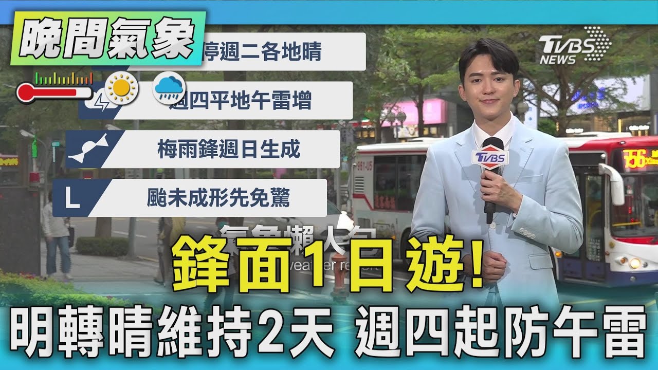 鋒面1日遊! 明轉晴維持2天 週四起防午雷｜氣象主播 吳軒彤｜TVBS氣象站｜TVBS新聞20250428 @TVBSNEWS01│TVBS新聞網