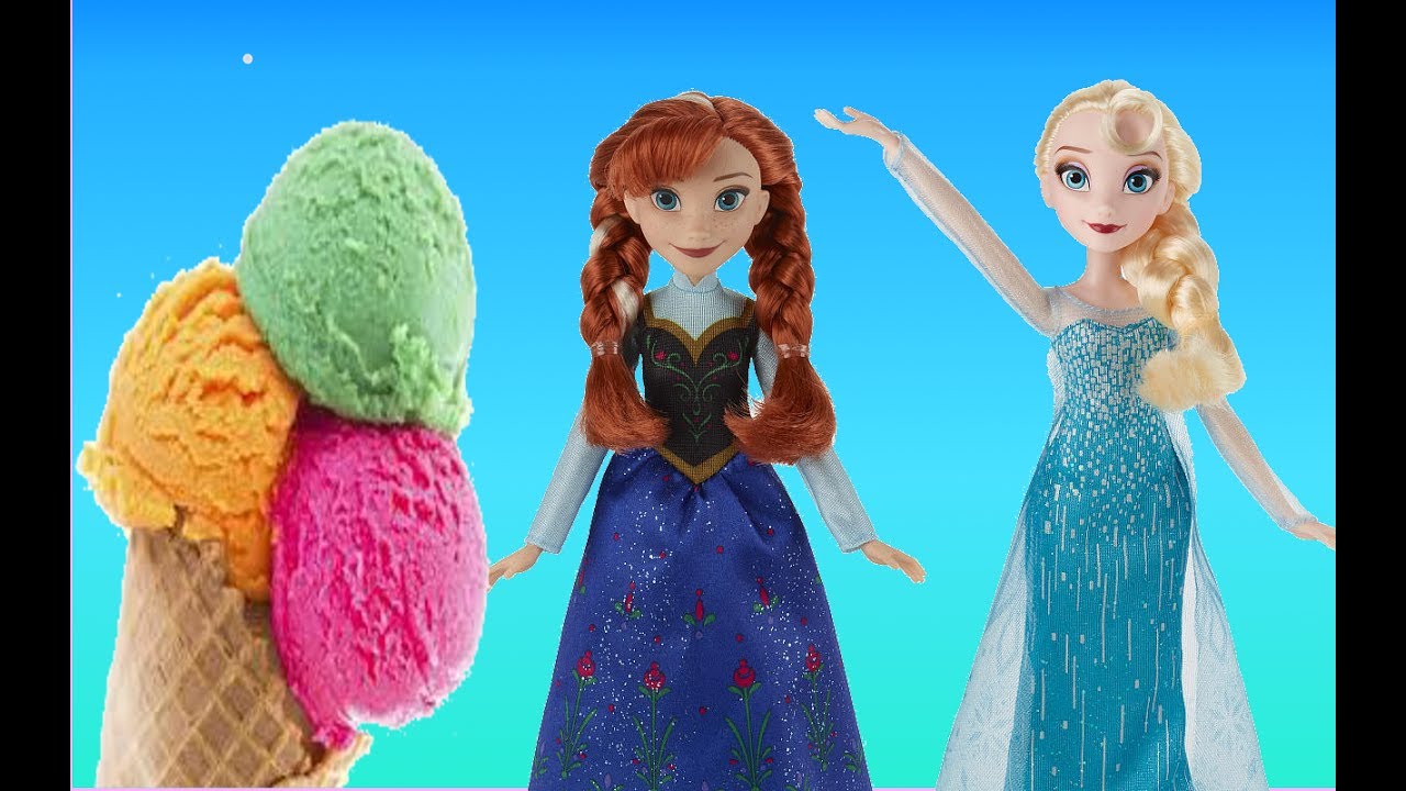 ELSA ICE CREAM! Frozen ELSA & ANNA dolls - who stole angry Elsa's ice ...