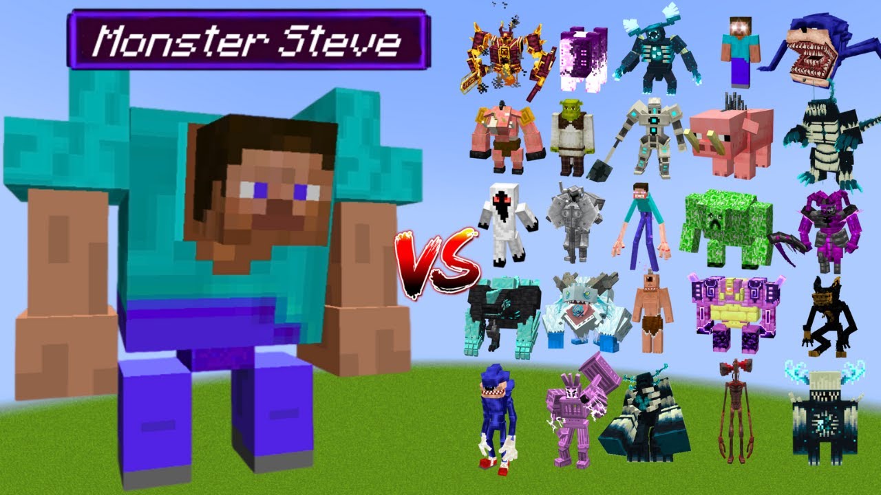 MONSTER STEVE vs All Minecraft Bosses - Minecraft Mob Battle - YouTube