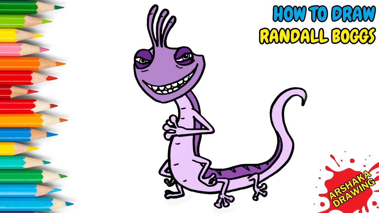 How to Draw Randall Boggs from Monster Inc Easy Step by Step | Arshaka ...