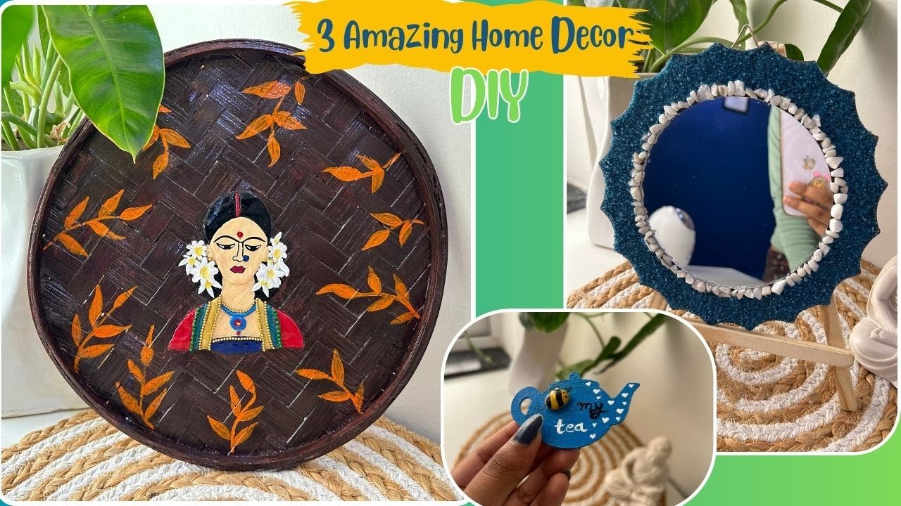3 Homemade Home Decor Ideas | Cute Mirror DIY - YouTube