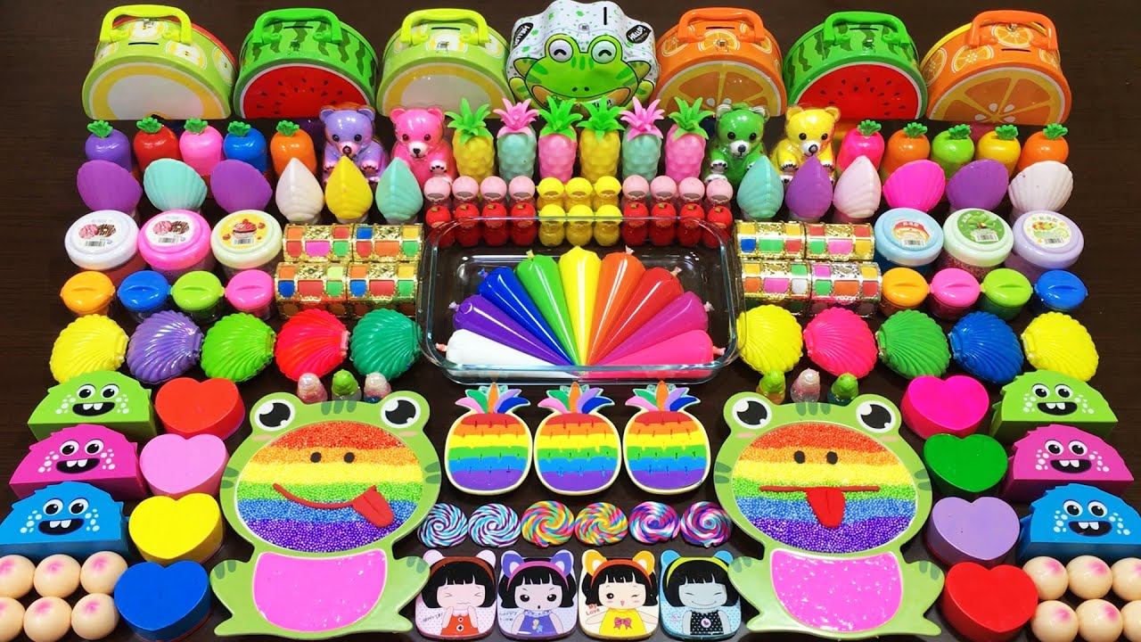 RAINBOW FLOAM!!! SATISFYING WITH CLAY PIPING BAGS ! Clear Slime! Mon ...