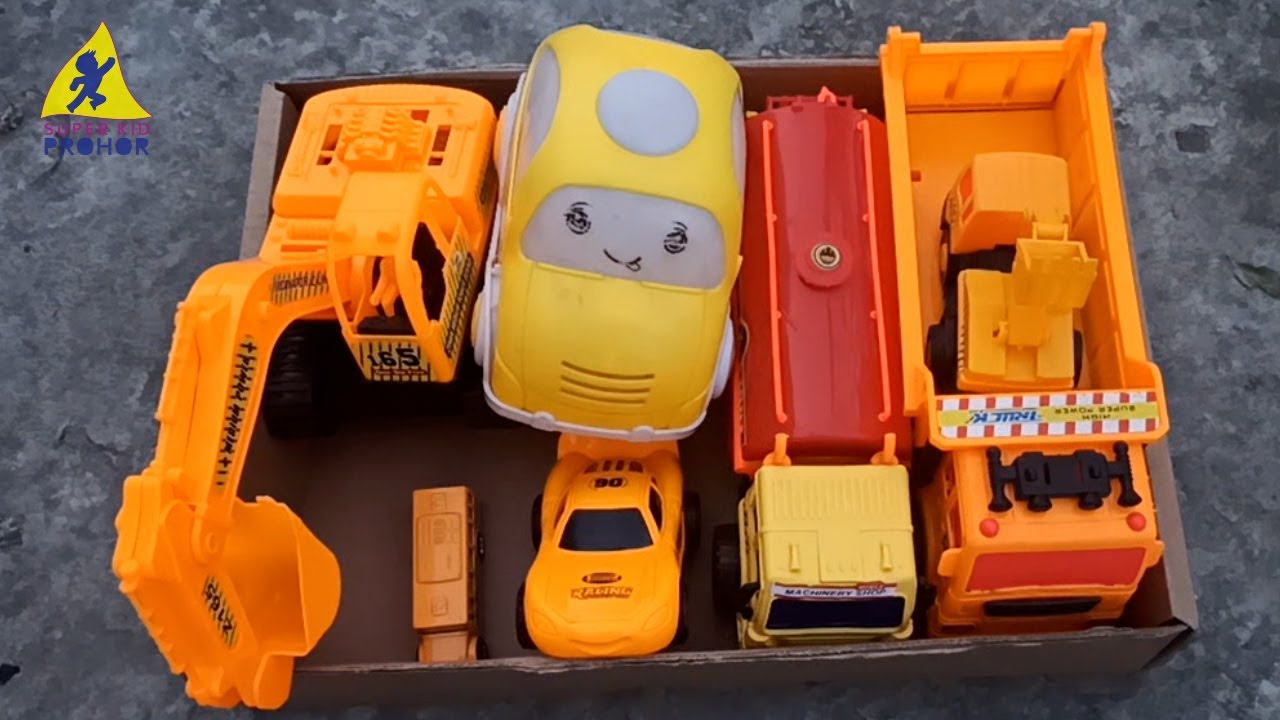 Collecting Yellow Color Toy Vehicles in the Box-Oil Tanker Truck, Truck ...