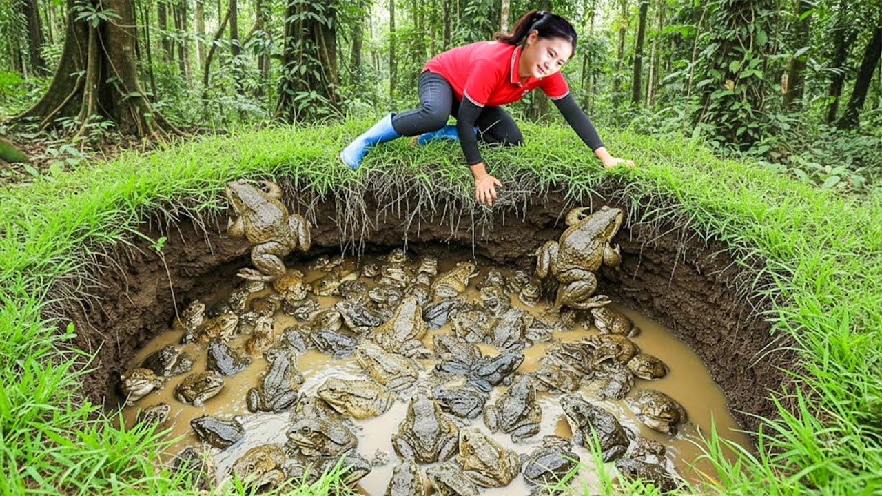 Full Video : Harvesting a Giant Stone Frog Colony & Goes to Market Sell ...