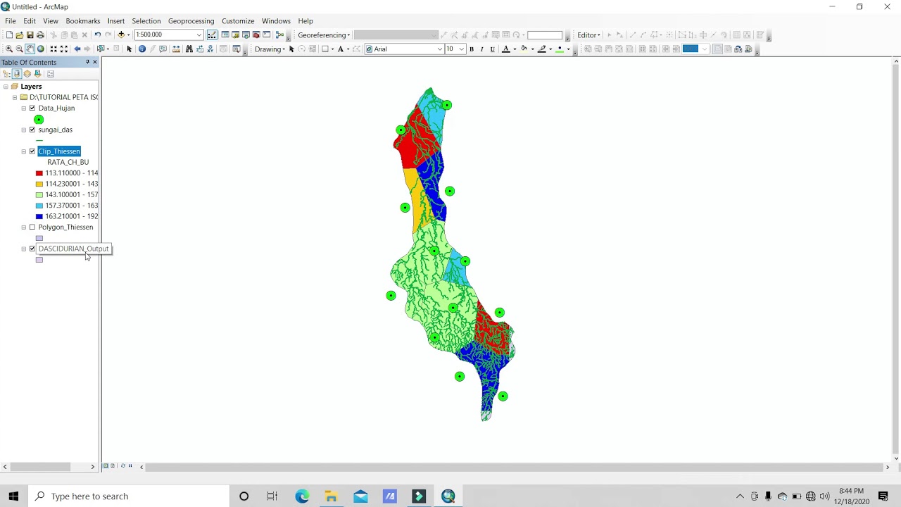 TUTORIAL PEMBUATAN POLYGON THIESSEN PETA ISOHYET DAS CIDURIAN - YouTube