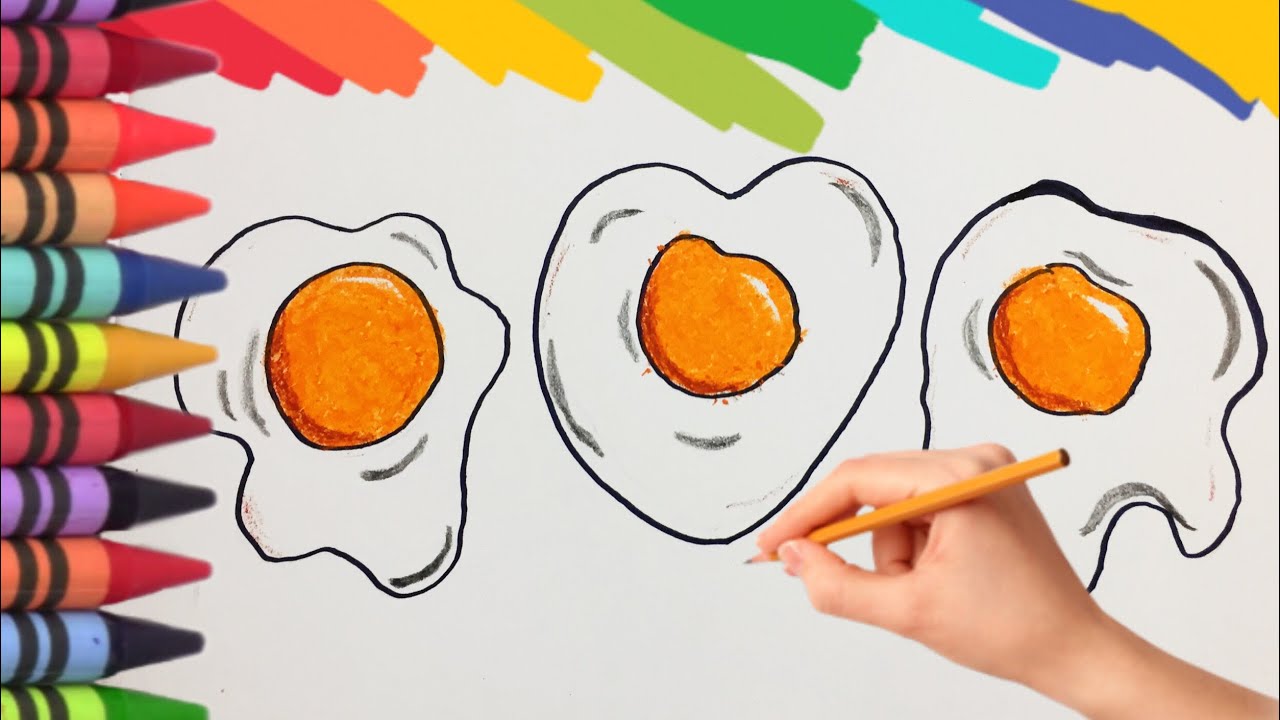 How to Draw a Cute Fried Egg - Easy Drawing Tutorial | Menggambar Telur ...