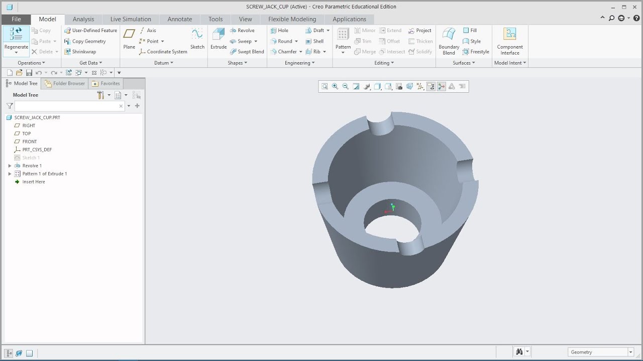 Screw Jack | Cup | Part Model | CREO Parametric 5.0 - YouTube