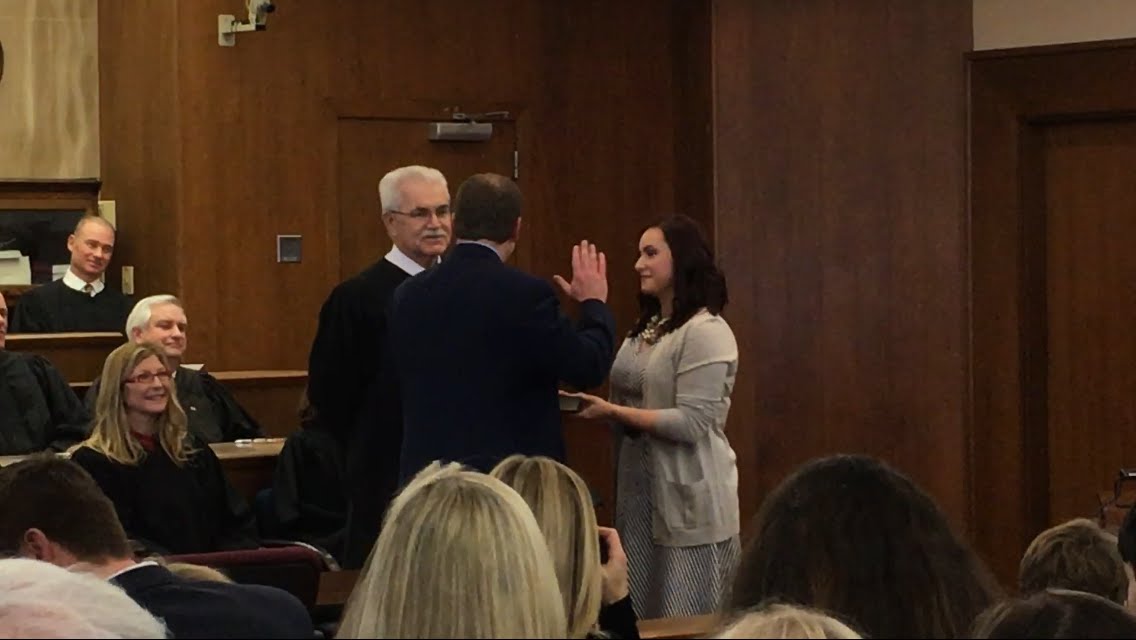 Muskegon District Judge Geoffrey Nolan sworn in by his uncle, also a ...