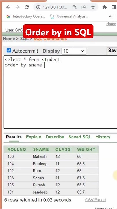 Order by in SQL #orderby #orderbyinsql - YouTube