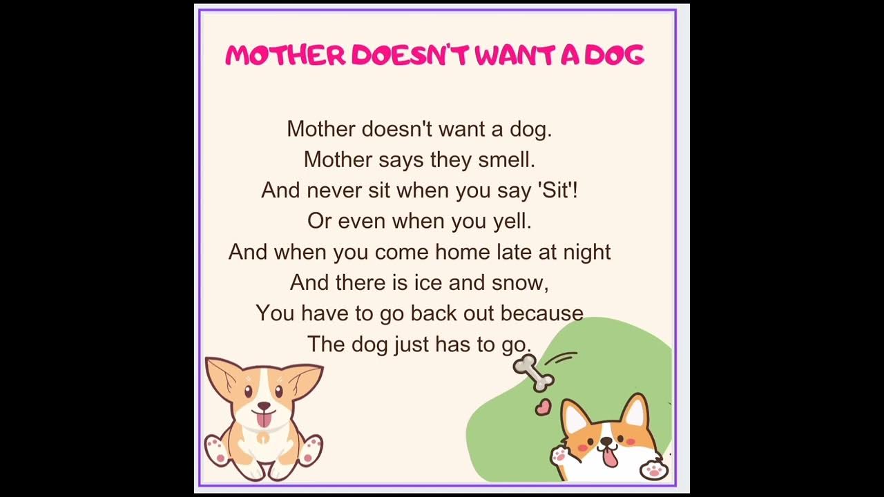 Mother doesn't want a Dog: Written by Judith Viorst (Poem explanation ...