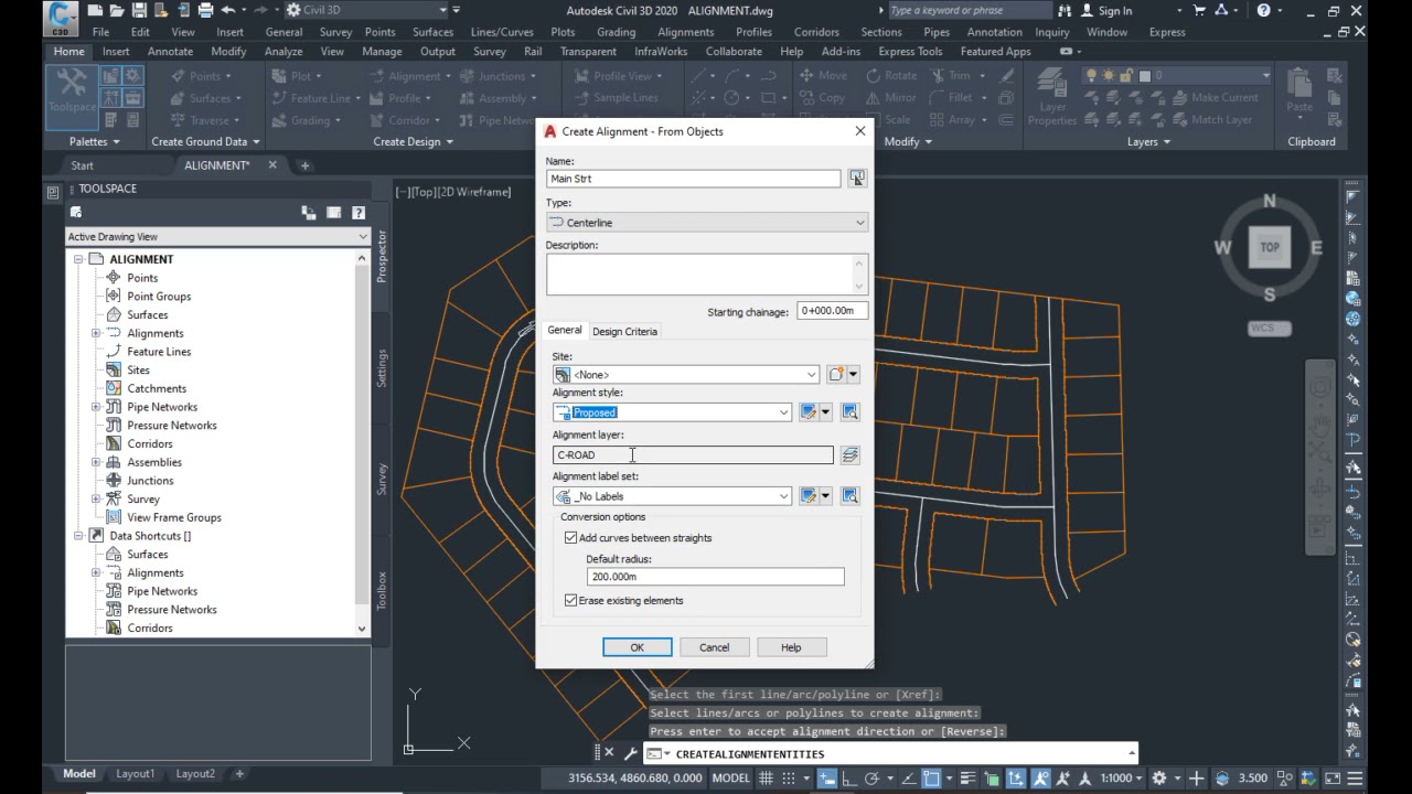 Apply design criteria to alignment radius | CIVIL 3D - YouTube