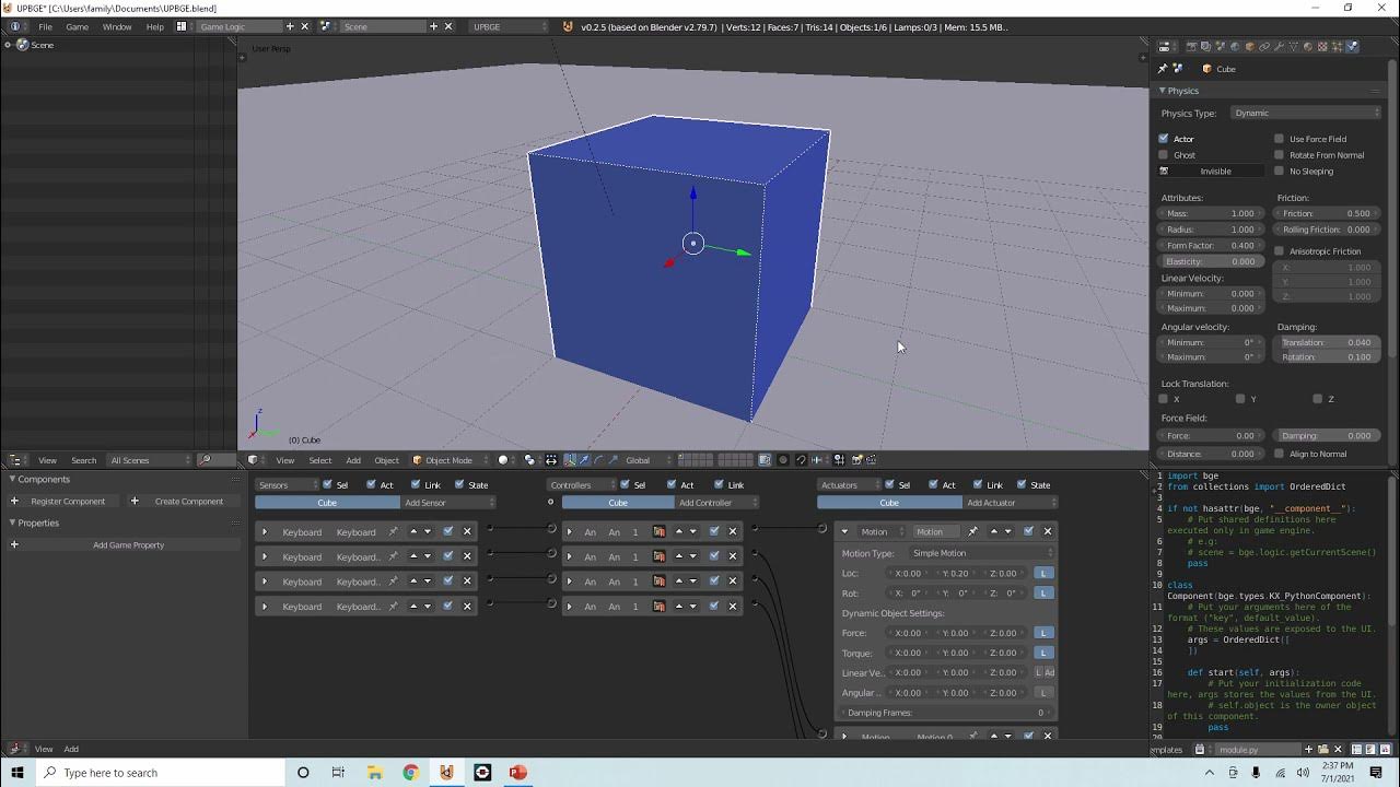 UPBGE - Motion Actuator - YouTube