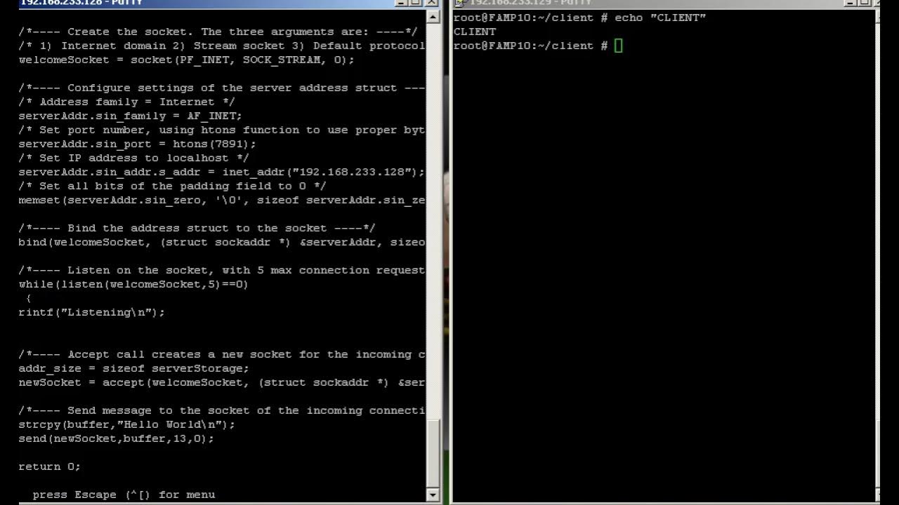Basic Client Server Example Using C Language UNiX Tutorial - YouTube