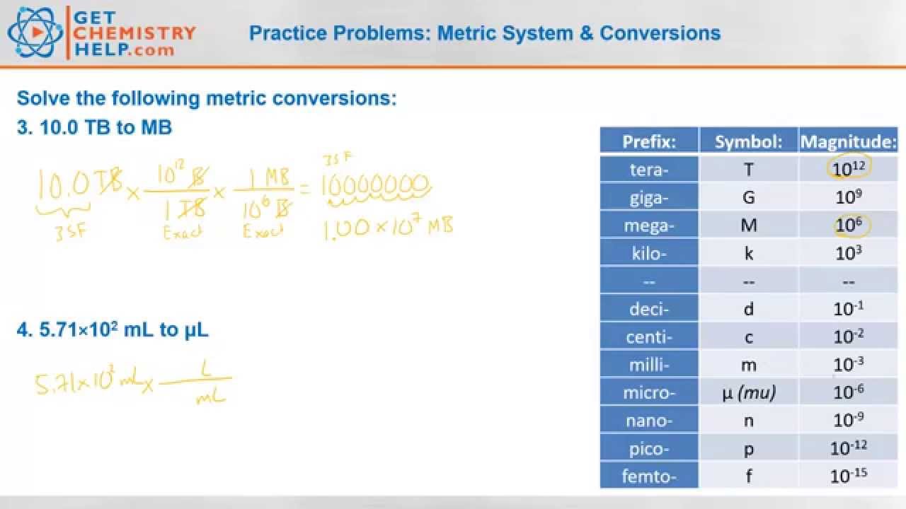 Conversion Practice Worksheet Chemistry Metric Measurement C