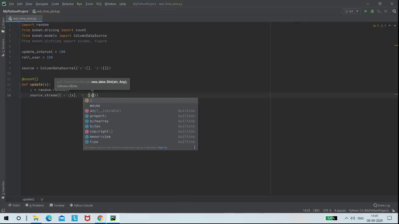 Real time plot with bokeh tool - YouTube