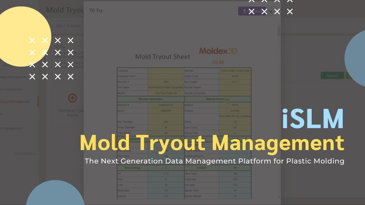 Moldex3D | iSLM | Mold Tryout Management | ระบบควบคุมการทดสอบแม่พิมพ์ ...