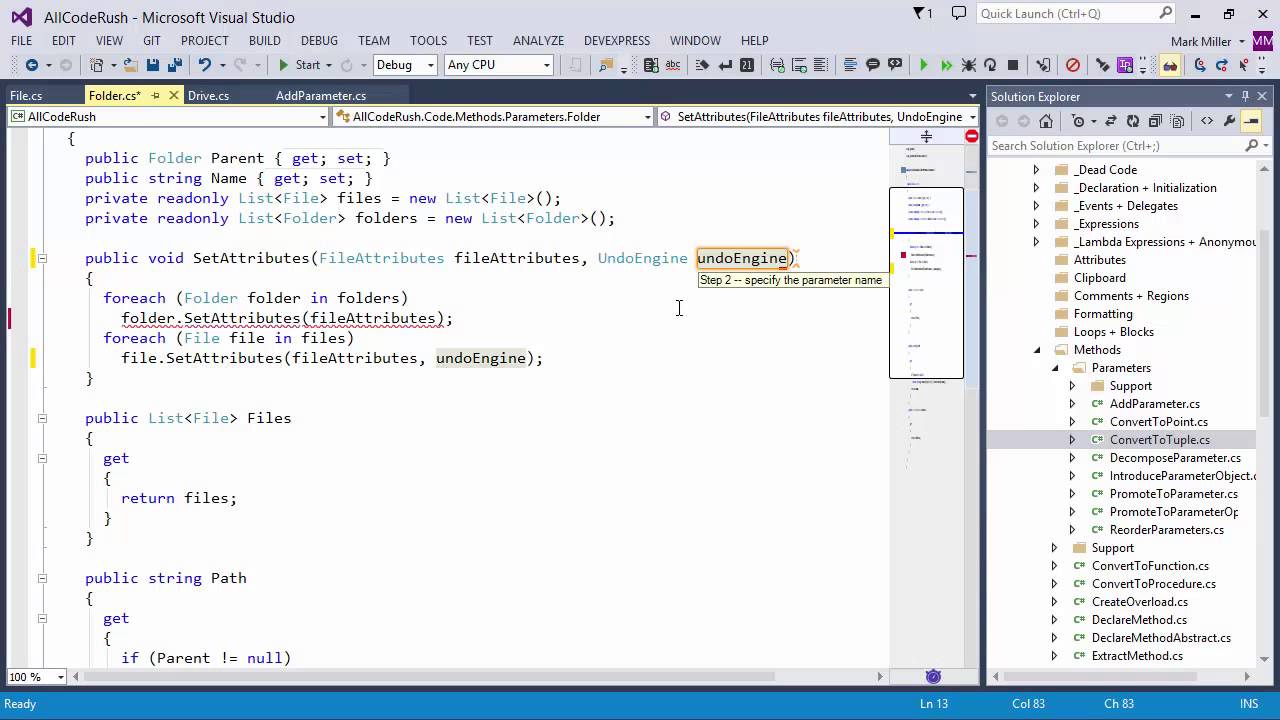 DevExpress CodeRush: Add Paramater - YouTube DevExpress CodeRush: Add Paramater - YouTube