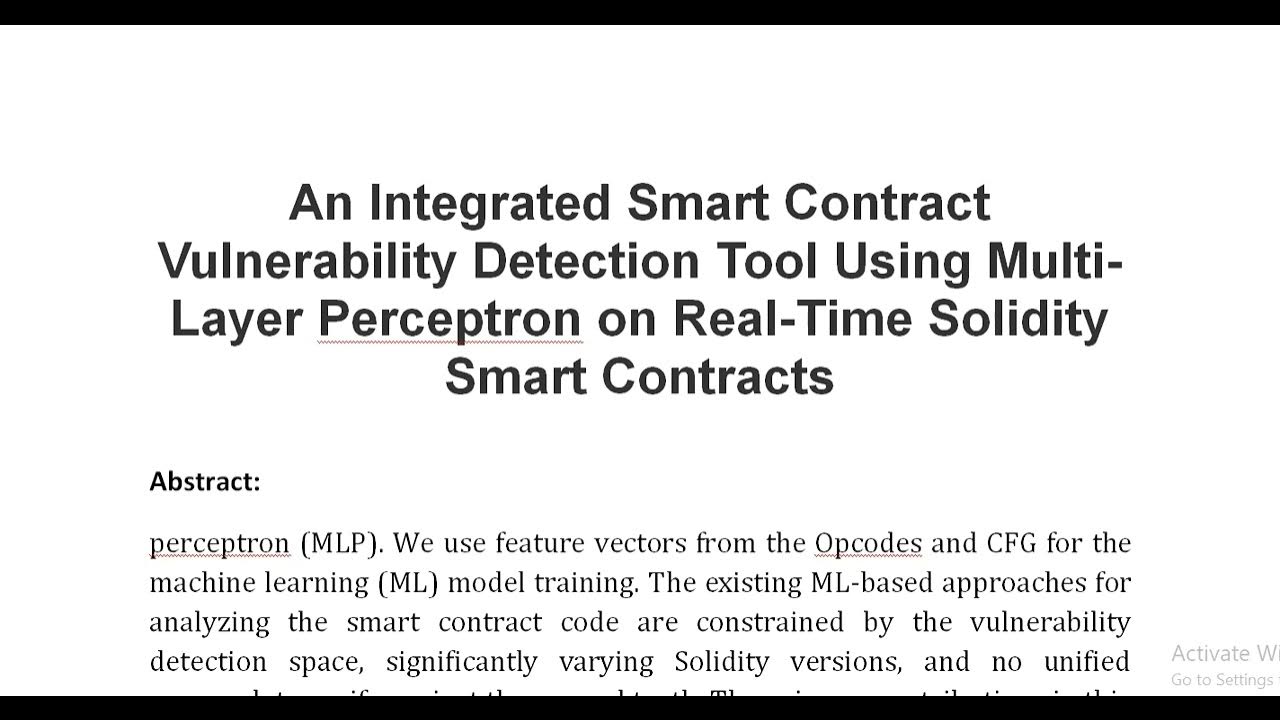 An Integrated Smart Contract Vulnerability Detection Tool Using Multi Layer Perceptron On Real
