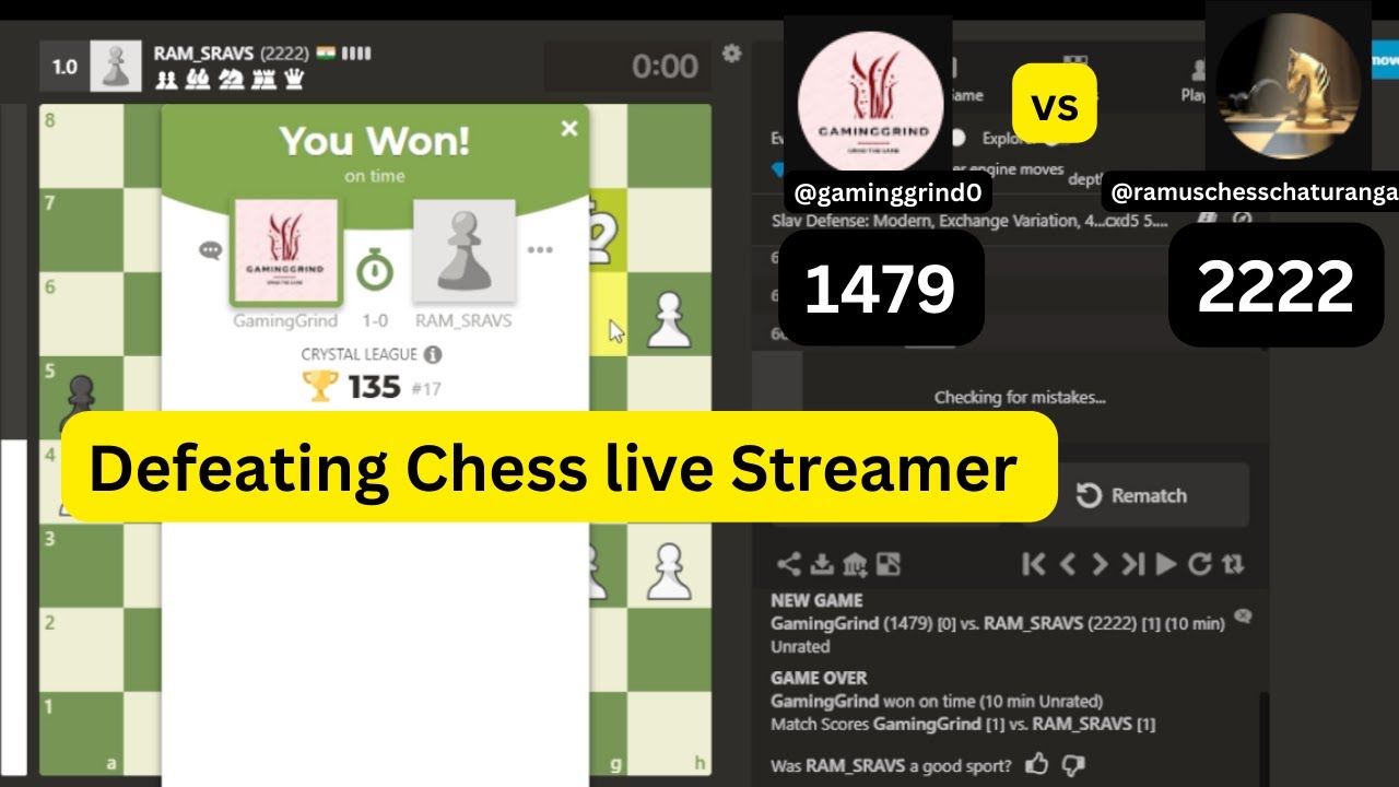 Beating a live Chess Streamer..on #newyear2023 @ramuschesschaturanga # ...