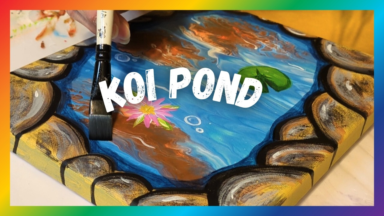 Flowers 🌺 Turn into a Koi Fish 🐟 Pond - First Time Foil Dip Painting ...