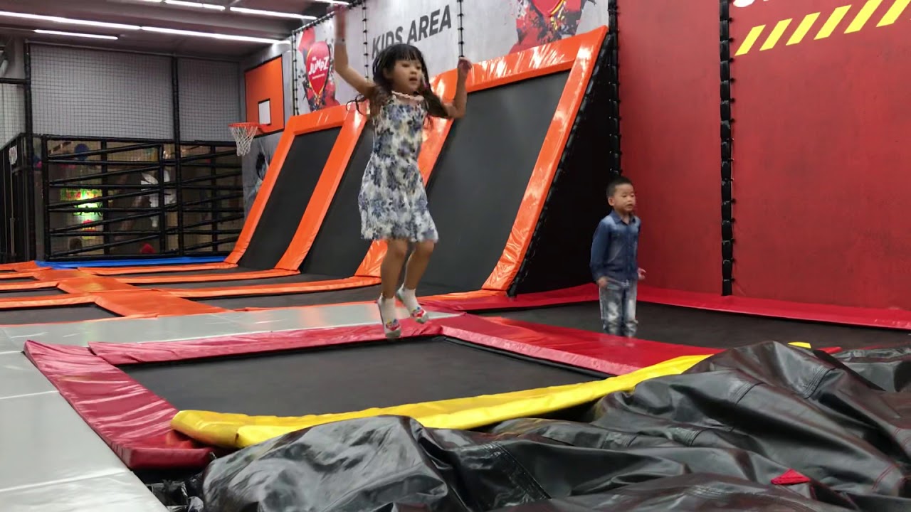 First time tambourine jump front flip - YouTube