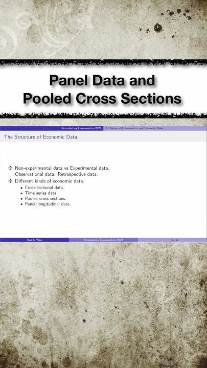 Panel Data and Pooled Cross Sections - YouTube