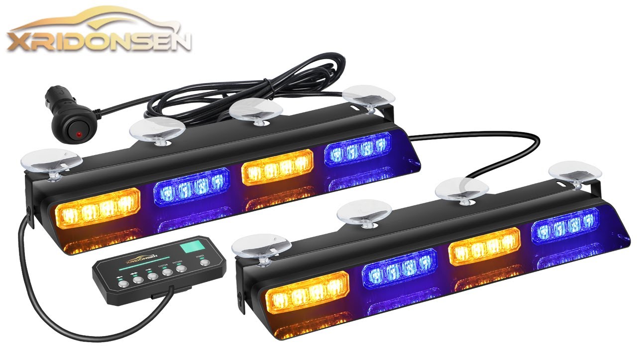 XRIDONSEN Amber Blue Emergency Dash Strobe Lights w/ Digital Display ...