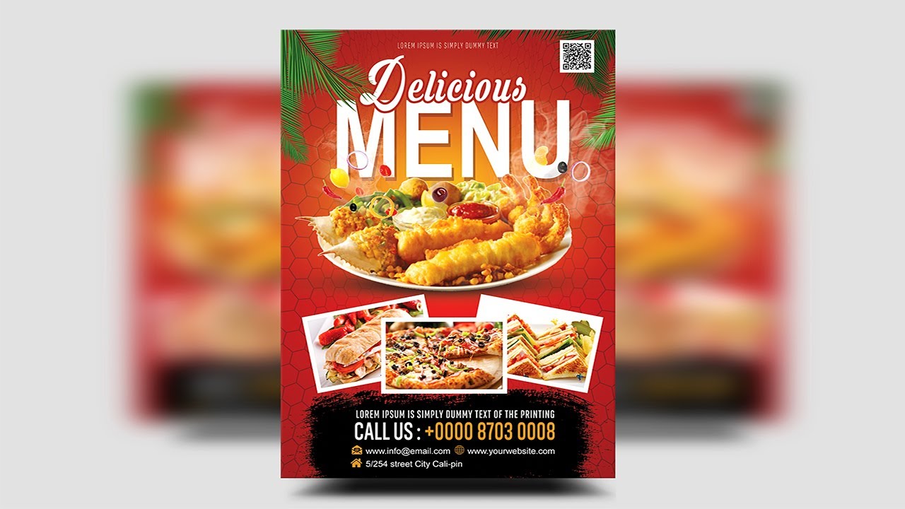 How to Create a Professional Flyer in Photoshop | (Restaurant Menu ...