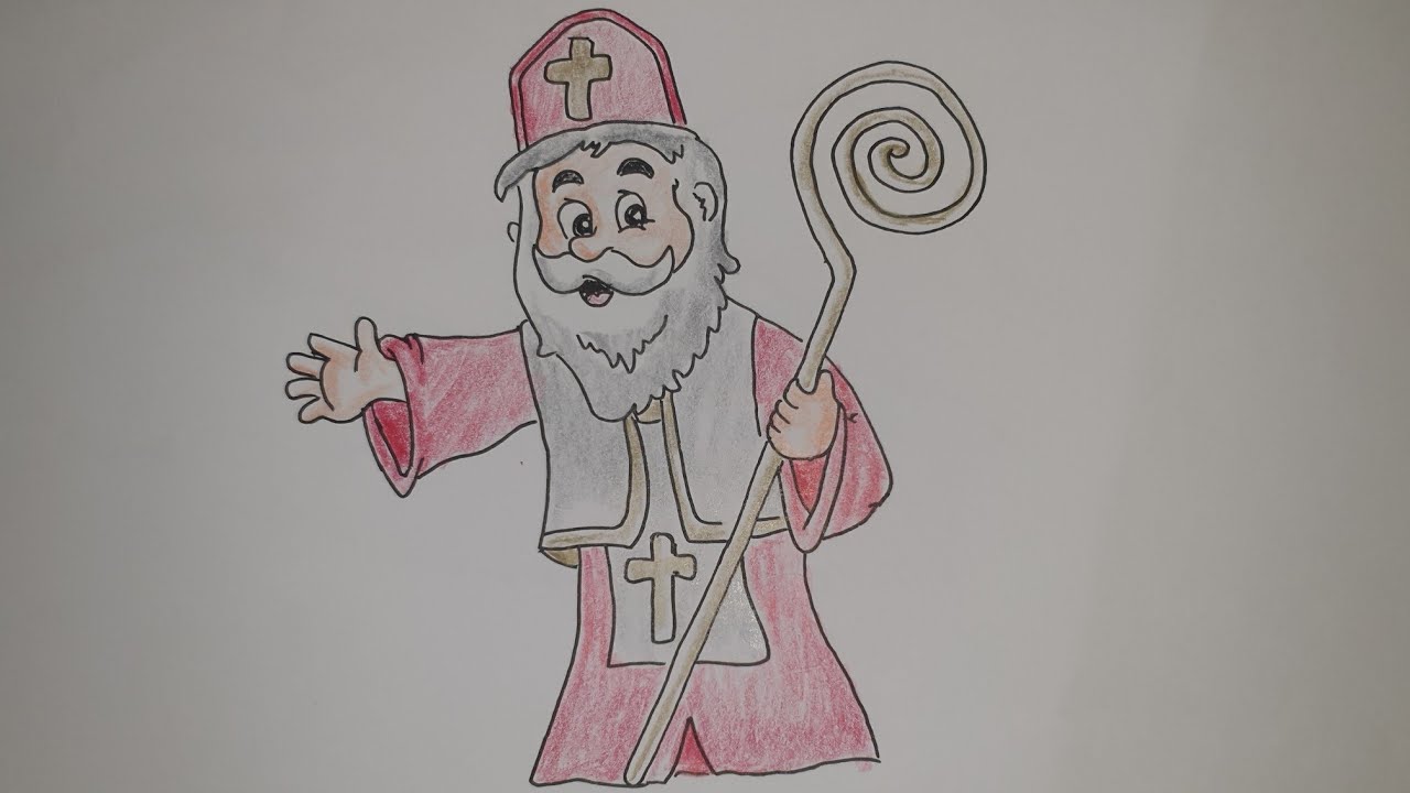 Kako nacrtati Svetog Nikolu/How to draw a cartoon Saint Nicholas - YouTube