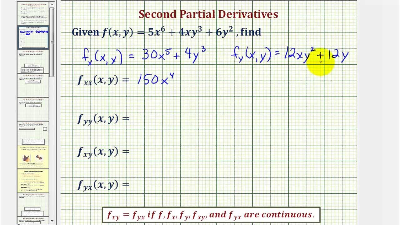 Ex: Determine Second Order Partial Derivatives - YouTube