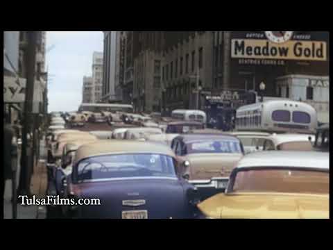 Relive the Bustling Streets of 1950s American City Tulsa, OK Enhanced | Colorized Film
