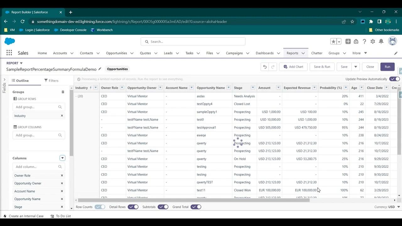 Get Percentage value using Summary Formula for a certain field in Report #inSalesforce - YouTube